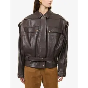 Magda Butrym Belted Patch-pocket Leather Jacket