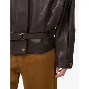Magda Butrym Belted Patch-pocket Leather Jacket