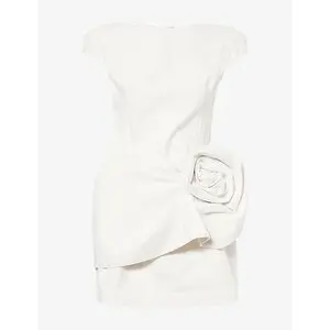 Magda Butrym Floral-embellished Denim Mini Dress - Cream