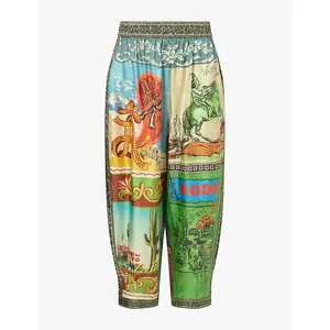 ALEMAIS Ace Printed Tapered Silk Twill Trousers - Multi