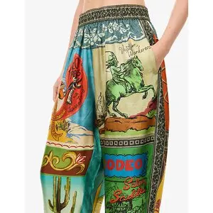 ALEMAIS Ace Printed Tapered Silk Twill Trousers