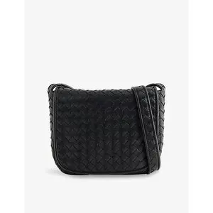 Bottega Veneta Veneto Mini Leather Messenger Bag - Black-silver