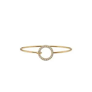 AYA FINE JEWELRY Olivine Round Lab Grown Diamond Open Cuff Dainty Bangle In Gold - Yellow