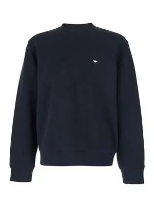 Emporio Armani S Cotton-blend Logo Crewneck Sweatshirt - Blu