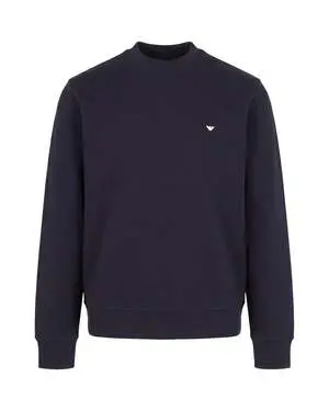Emporio Armani S Cotton-blend Logo Crewneck Sweatshirt - Blu