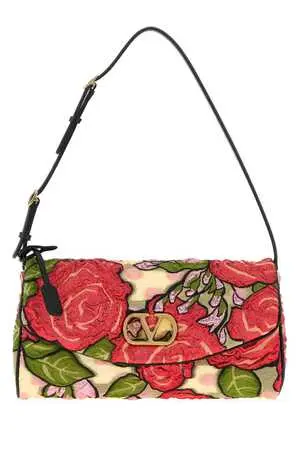 Valentino Garavani Embroidered Fabric Devain Shoulder Crossbody Handbag 25 X 15 X 3 Cm - Floral