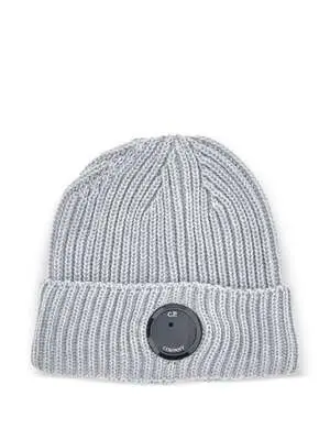 C.P. COMPANY Wool Beanie With Lens Detail - Grigio