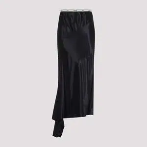 Celine Satin-effect Asymmetrical Skirt - Black