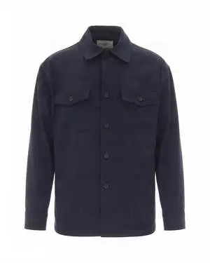 PAOLO PECORA Button-up Overshirt With Patch Pockets - Blu