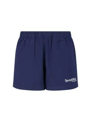 Sporty & Rich Logo Print Athletic Shorts
