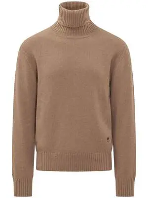 AMI Paris Logo Crewneck Sweater - Beige
