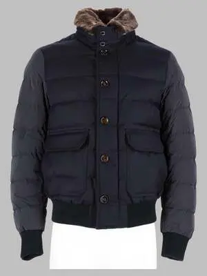 MOORER Hooded Quilted Puffer Jacket With Faux Fur Trim