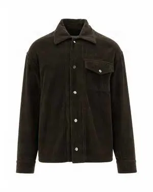 PAOLO PECORA Corduroy Shirt Jacket With Snap Button Front - Castoro