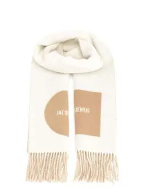 Jacquemus Virgin Wool Scarf With Fringe - Beige