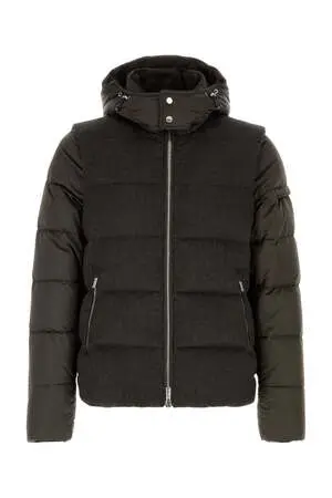 MOORER Casciano Quilted Down Jacket In Wool Blend With Stretch Shell - Brown