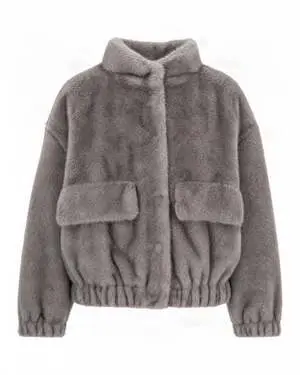 Liu Jo Faux Fur Cropped Jacket - Silver Grey