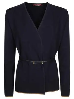 Max Mara Milan-knit Cardigan With Belt - Blu
