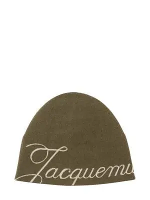 Jacquemus Logo Knit Beanie - Kaki