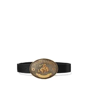 Ralph Lauren Rodeo Buckle Vachetta Leather Wide Belt