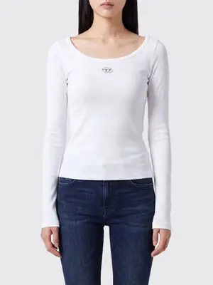 DIESEL® T-bal Oval D Logo Long Sleeve Cotton T-shirt - White