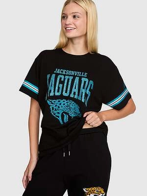Pink Nfl Collection Campus Cotton Bling Tee - Black