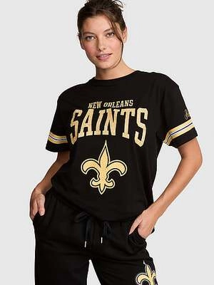Pink Nfl Collection Campus Cotton Bling Tee - Black