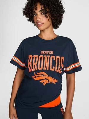 Pink Nfl Collection Campus Cotton Bling Tee - Blue