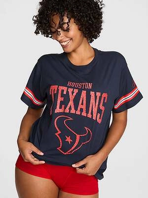 Pink Nfl Collection Campus Cotton Bling Tee - Blue