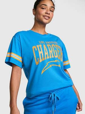 Pink Nfl Collection Campus Cotton Bling Tee - Blue