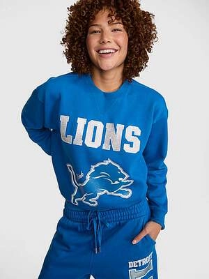 Pink Nfl Collection Campus Crewneck Sweatshirt With Embellishments - Blue