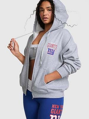 Pink Nfl Collection Campus Fleece™ Bling Full-zip Hoodie - Grey