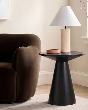 Quince Oak Pedestal End Table