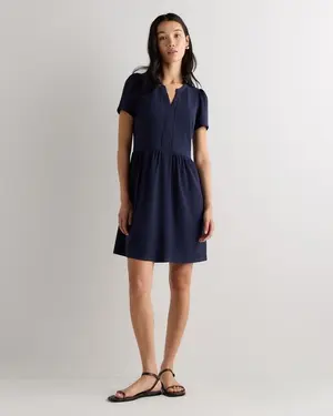 Quince Tencel Modal Knit V-neck Mini Dress - Deep Navy