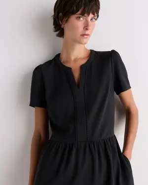 Quince Tencel Modal Knit V-neck Mini Dress