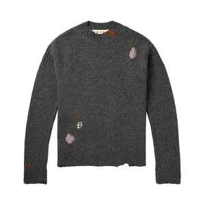 Marni Striped Mohair Sweater 'granite - Black