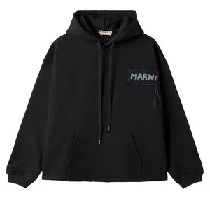 Marni Logo Cropped Hoodie - Black