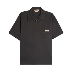 Marni Workwear Gabardine Short-sleeve Zip Polo 'granite - Grey