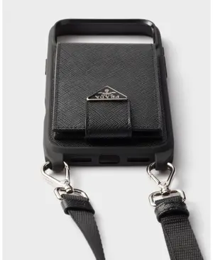 Prada Saffiano Leather Case For Iphone 17 Pro Max With Shoulder Strap