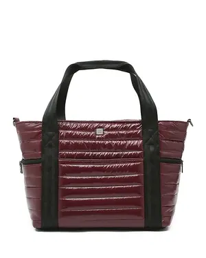THINK ROYLN Jetset Wingman Large Quilted Crossbody Tote - Burgundy