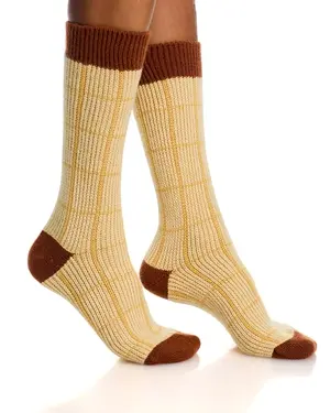Guest In Residence The Checker Soft Cashmere Socks - Butter Combo