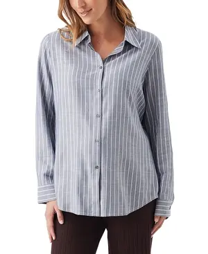 RIPE MATERNITY Millie Button Up St Shirt - Denim/white