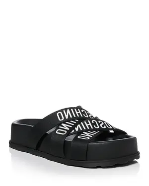 Moschino Crisscross Logo Sandals - Black