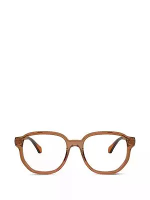 Moncler Cognac Round Frame Glasses - Brown