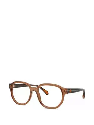 Moncler Cognac Round Frame Glasses