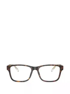 Emporio Armani Tortoiseshell-effect Rectangle-frame Glasses - Brown