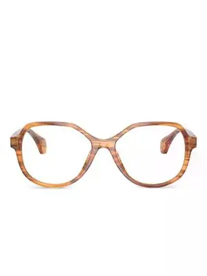 ALAIN MIKLI Striped Geometric Frame Eyeglasses - Brown