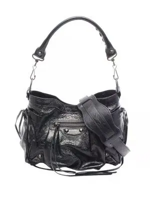 Balenciaga 20th Century Small Lambskin Crochet Le City Basket Bag Satchel - Black