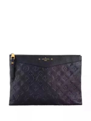 LOUIS VUITTON Daily Monogram Empreinte Leather Pouch - Black