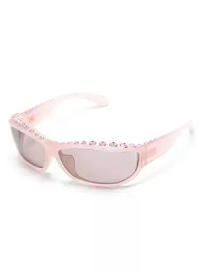 SWAROVSKI Crystal-embellished Biker-frame Sunglasses - Pink