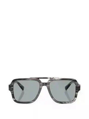 Dolce & Gabbana Sartoria Striped Geometric-frame Sunglasses - Grey